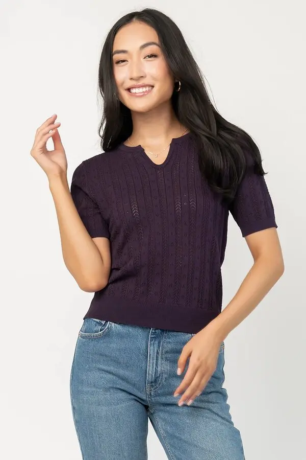 COCOLOVE Perry Knit Top - Plum