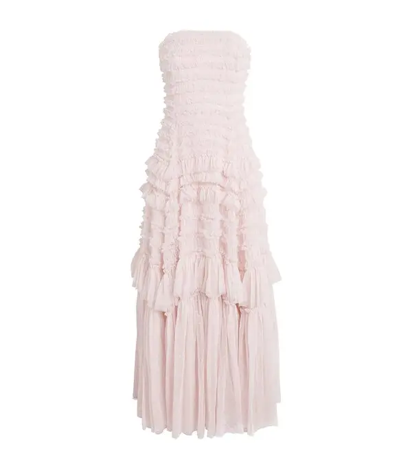 NEEDLE & THREAD Ruffle Strapless Valentine Maxi Dress