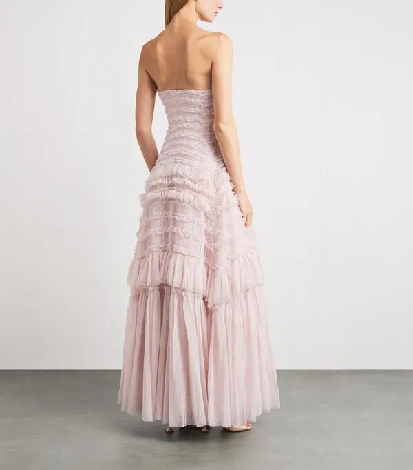 NEEDLE & THREAD Ruffle Strapless Valentine Maxi Dress