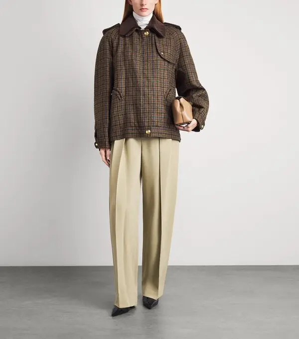 BLAZÉ MILANO Virgin Wool Check Chausie Jacket - Brown