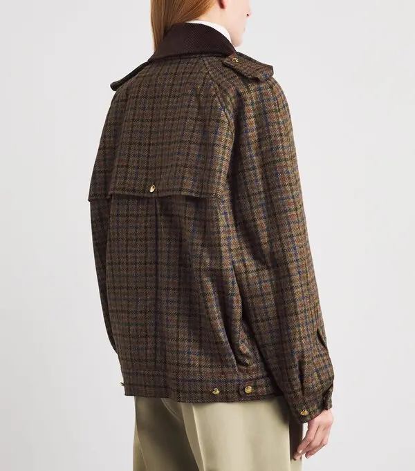 BLAZÉ MILANO Virgin Wool Check Chausie Jacket - Brown