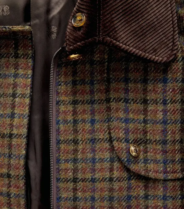 BLAZÉ MILANO Virgin Wool Check Chausie Jacket - Brown