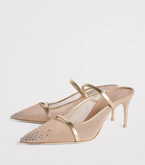 MALONE SOULIERS Embellished Mesh Aurora Heeled Mules 70