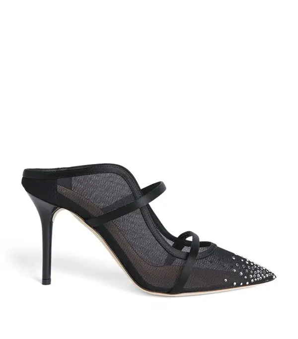 MALONE SOULIERS Embellished Mesh Maureen Heeled Mules 85
