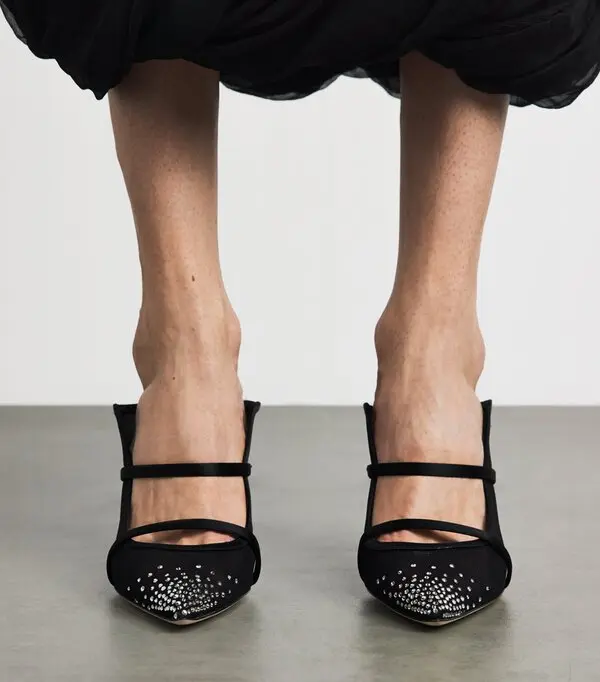 MALONE SOULIERS Embellished Mesh Maureen Heeled Mules 85