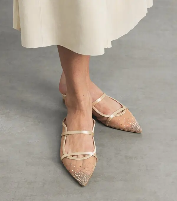 MALONE SOULIERS Embellished Mesh Maureen Mules
