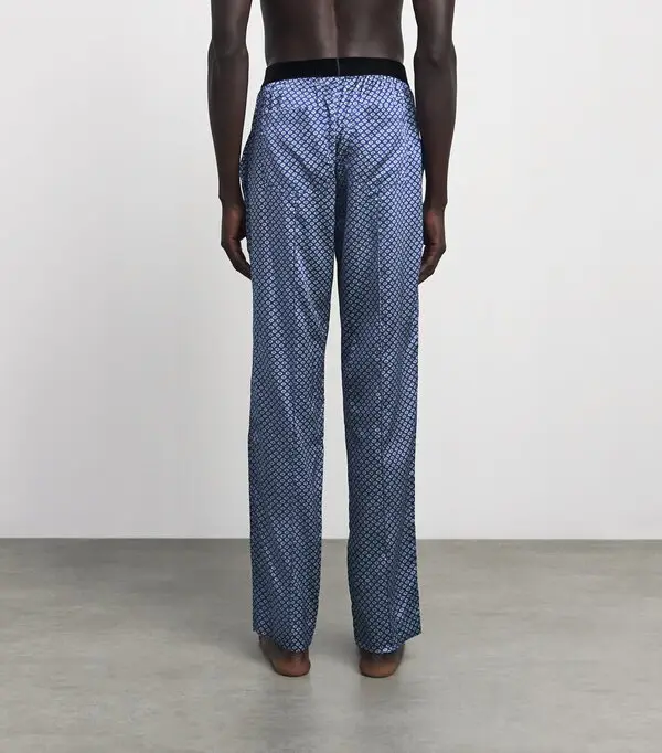 TOM FORD Stretch-silk Printed Pyjama Bottoms - Blue
