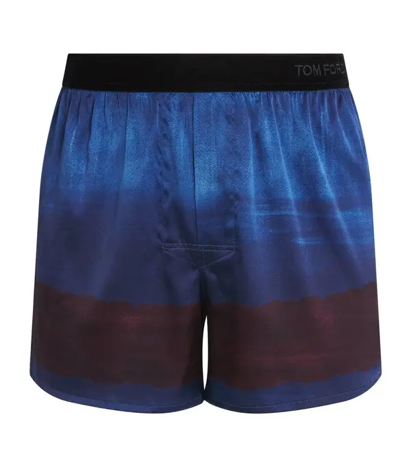 TOM FORD Stretch-silk Printed Boxer Shorts - Navy