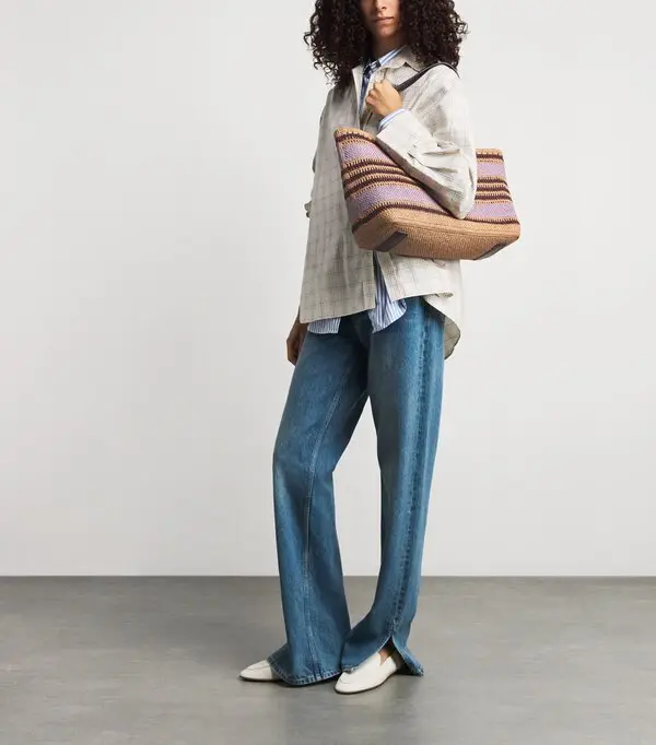 ANYA HINDMARCH Raffia Stripe Tote Bag