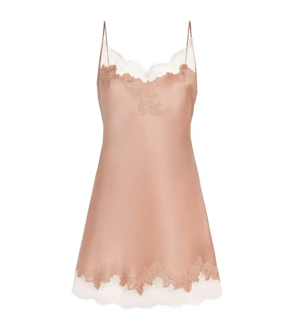 Carine Gilson Silk Lace-trim Slip Dress - Nude