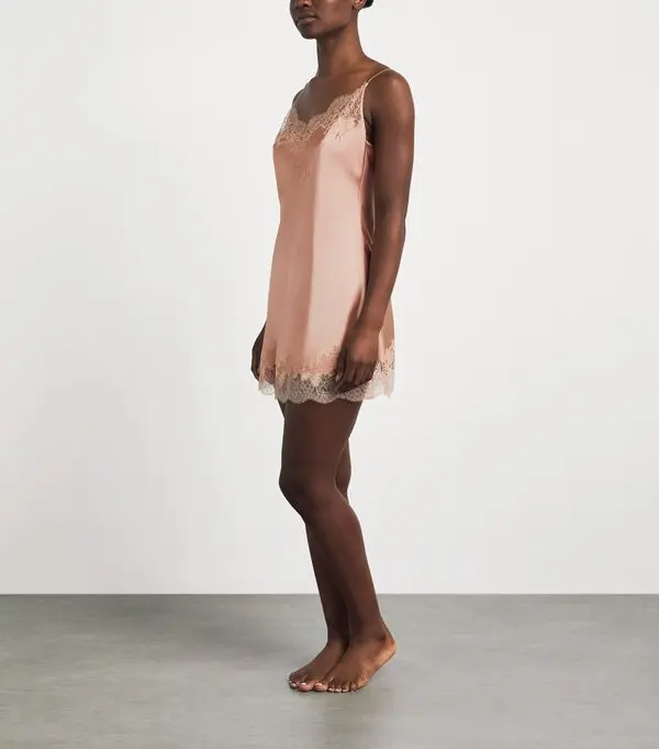 Carine Gilson Silk Lace-trim Slip Dress