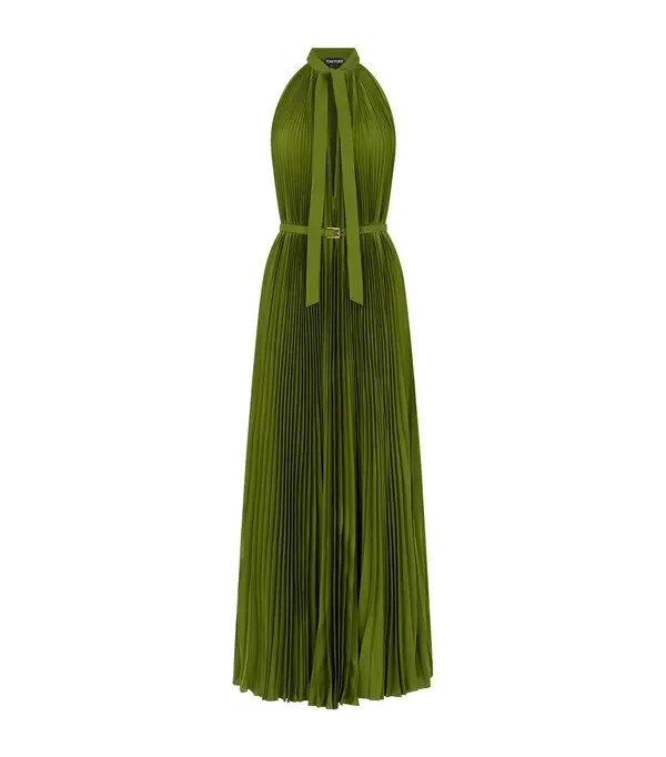 TOM FORD Plissé Sunray Maxi Shirt Dress - Green