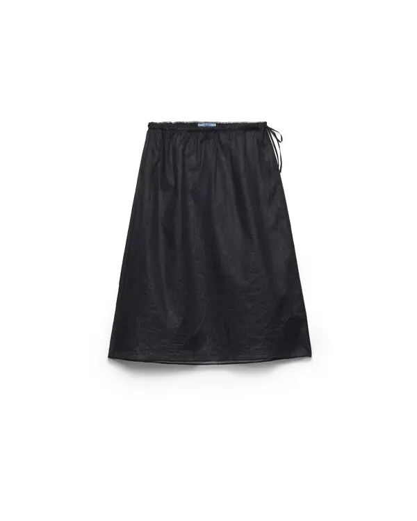 Prada Cotton Organdy Midi Skirt - Black