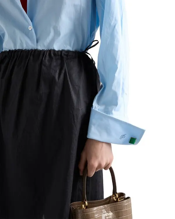Prada Cotton Organdy Midi Skirt - Black