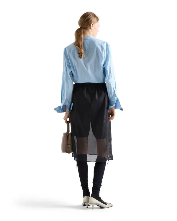 Prada Cotton Organdy Midi Skirt - Black