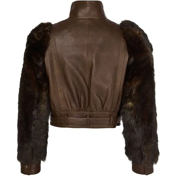 Chloé High Collar Long Sleeve Leather Jacket