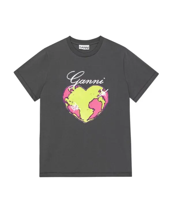 GANNI Grey Relaxed Heart T-shirt