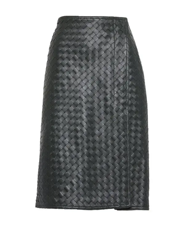Bottega Veneta Intreciato Leather Skirt