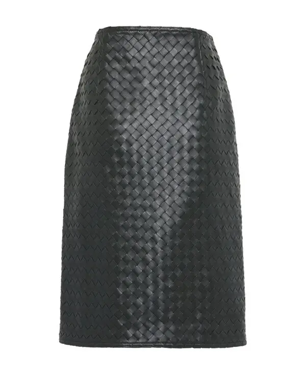 Bottega Veneta Intreciato Leather Skirt
