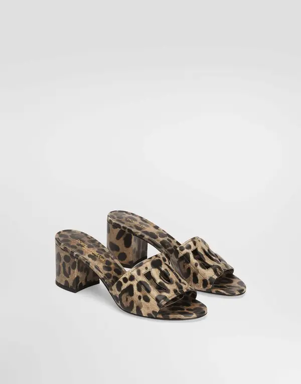 Dolce & Gabbana Keira Leopard Print Block Heel Mules