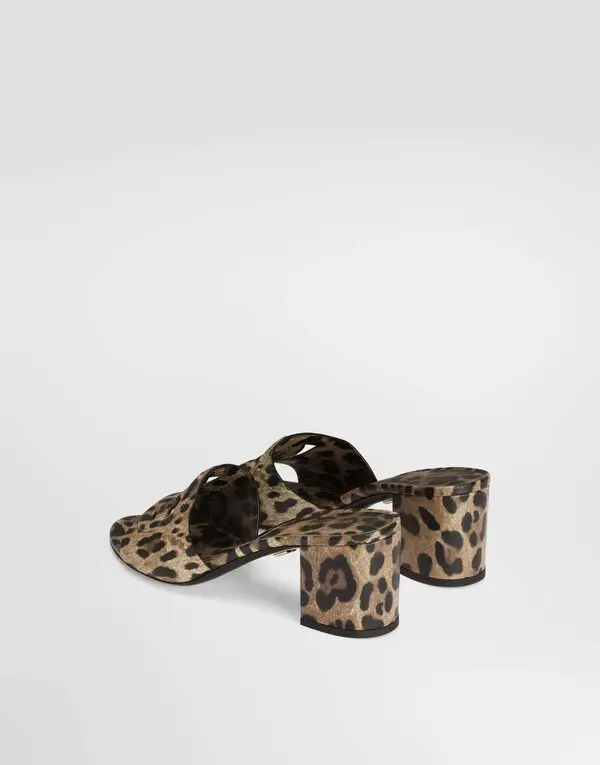 Dolce & Gabbana Keira Leopard Print Block Heel Mules