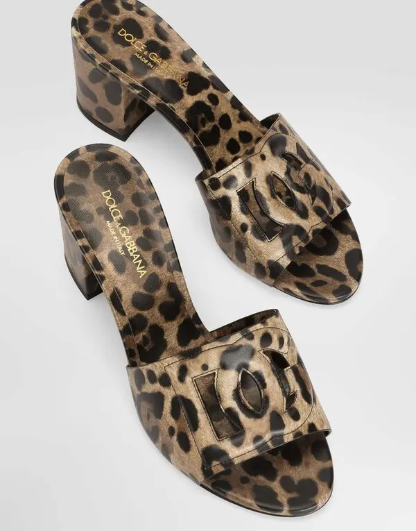 Dolce & Gabbana Keira Leopard Print Block Heel Mules