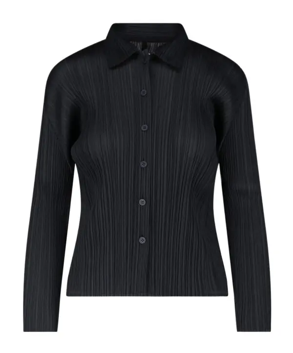 Issey Miyake Pleated Button-up Shirt - Black