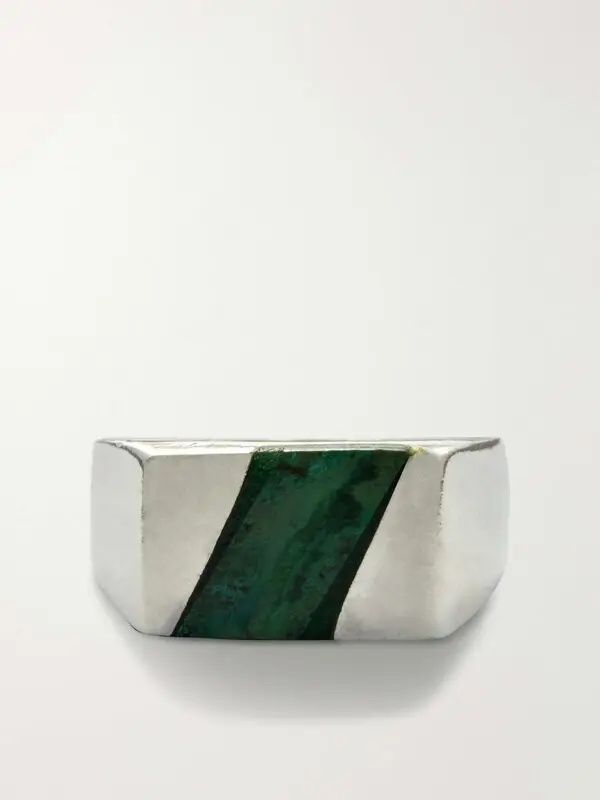 FOUNDWELL Vintage 1970s Sterling Silver Malachite Ring