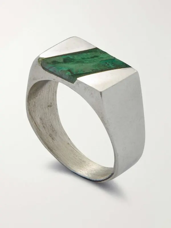 FOUNDWELL Vintage 1970s Sterling Silver Malachite Ring