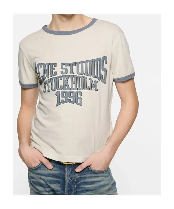 Acne Studios Graphic T-shirt - Off-white/grey Blue