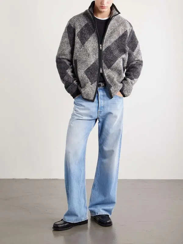 Moncler Checked Wool-blend Fleece Jacket
