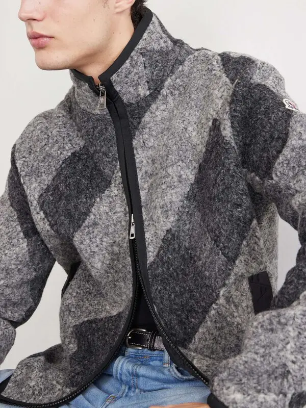 Moncler Checked Wool-blend Fleece Jacket