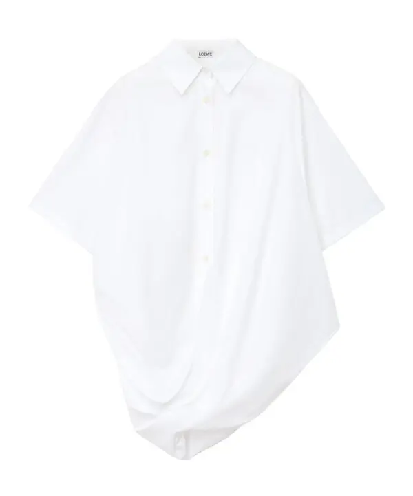 Loewe Short-sleeved Draped Cotton Shirt