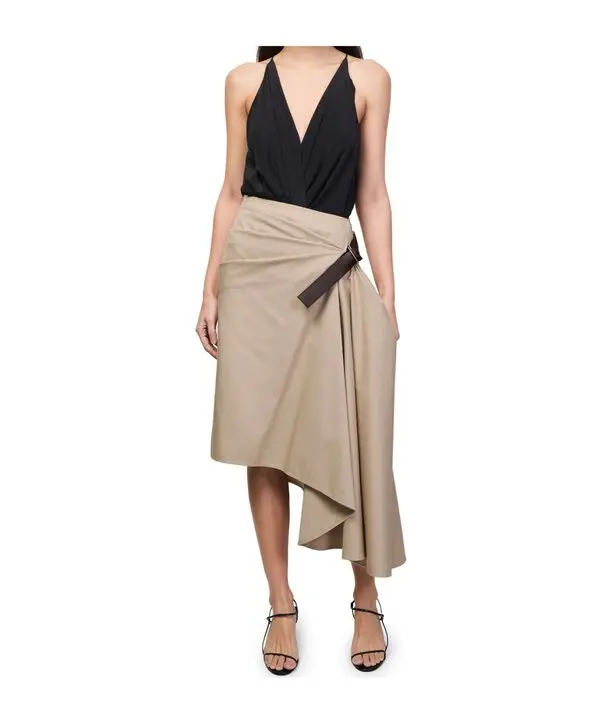 Loewe Cotton And Silk Belted Skirt