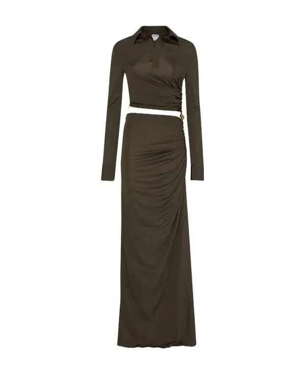 Bottega Veneta Polo Collar Long-sleeved Dress