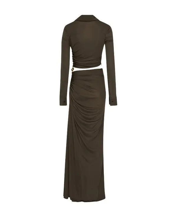 Bottega Veneta Polo Collar Long-sleeved Dress