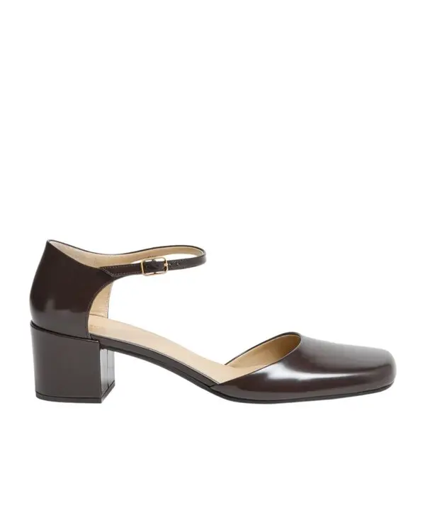 THE ROW Penelope Ankle Strap Pumps In Leather