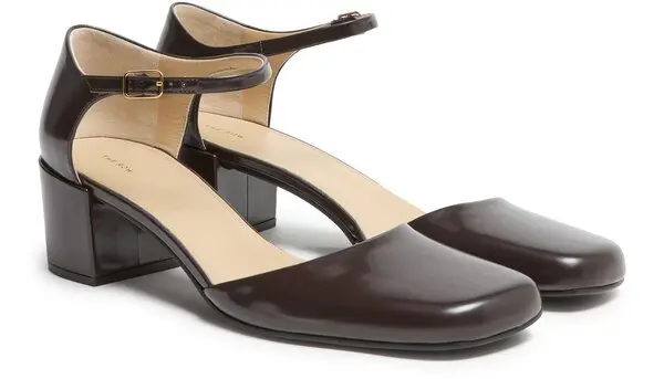 THE ROW Penelope Ankle Strap Pumps In Leather