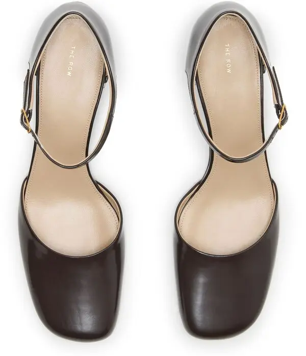 THE ROW Penelope Ankle Strap Pumps In Leather