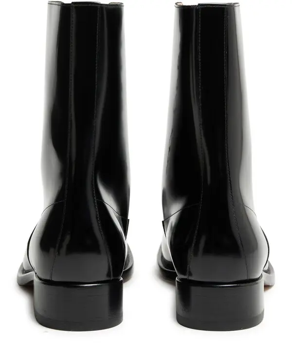 THE ROW Kai Lace-up Patent Leather Ankle Boots - Black