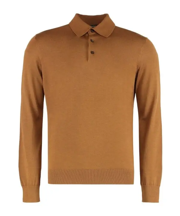 Zegna Long Sleeved Knitted Polo Shirt