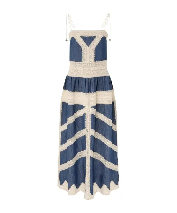 Zimmermann Awaken Denim Dress With Lace Details