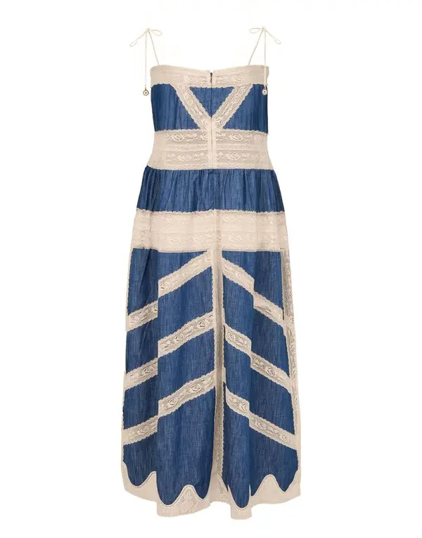 Zimmermann Awaken Denim Dress With Lace Details