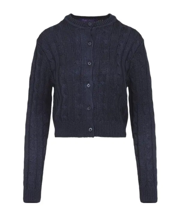 Ralph Lauren Cable Knit Cropped Cardigan - Navy