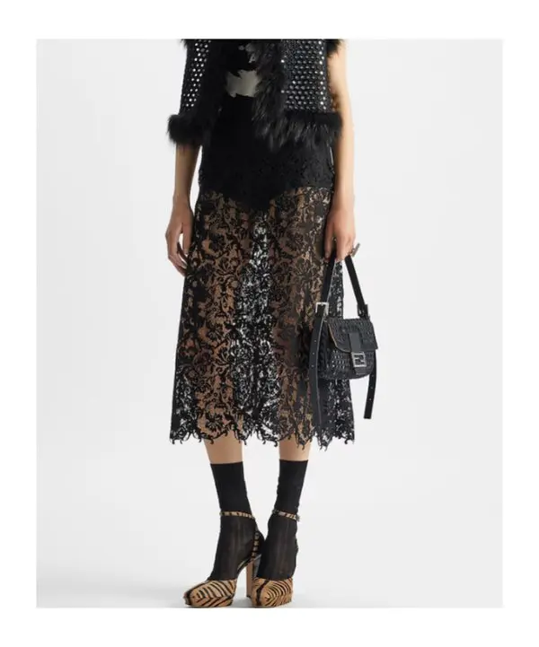 Fendi Macrame Lace A-line Skirt