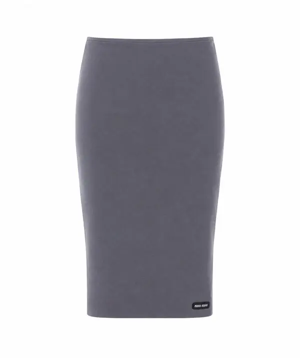 Miu Miu Stretch Poplin Skirt - Gray
