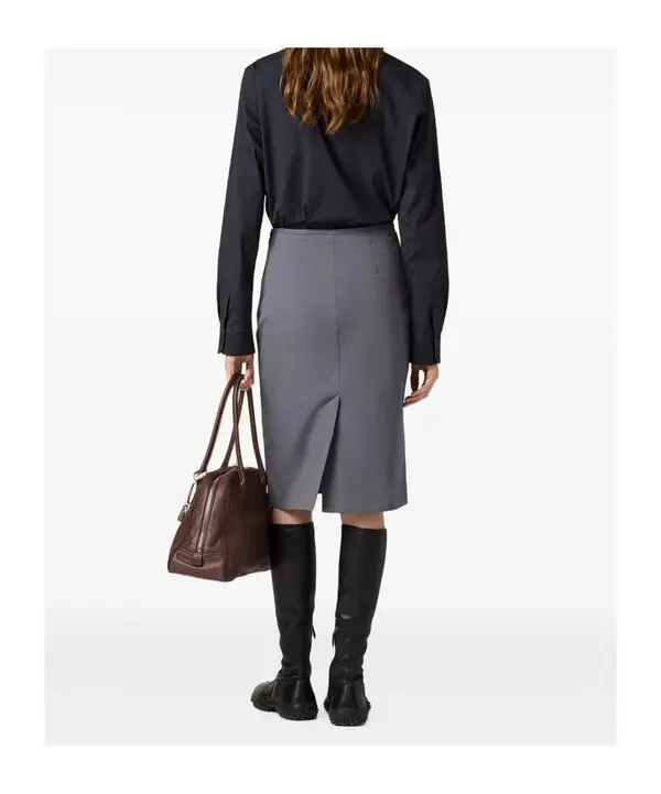 Miu Miu Stretch Poplin Skirt - Gray