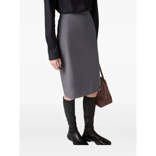 Miu Miu Stretch Poplin Skirt - Gray