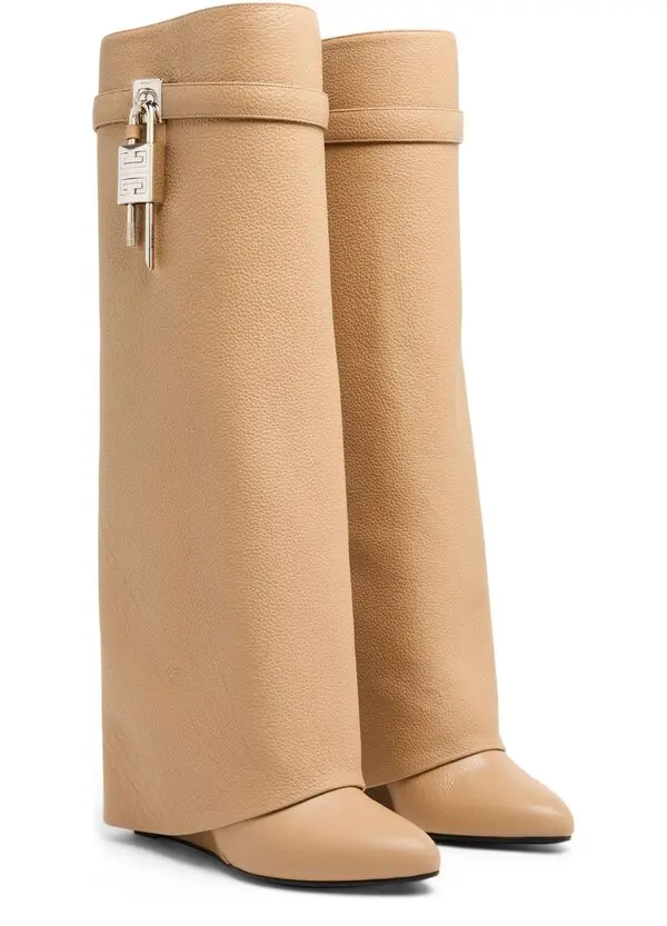 Givenchy Shark Lock Grained Leather High-top Boots