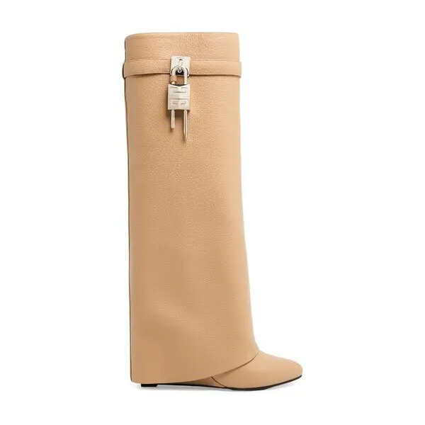 Givenchy Shark Lock Grained Leather High-top Boots